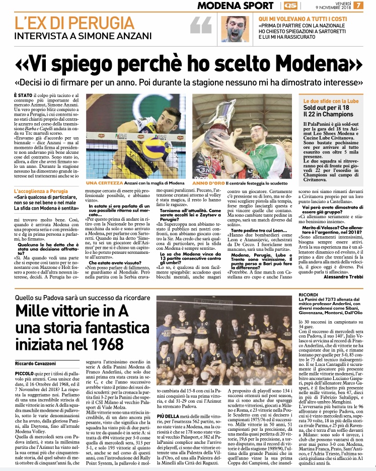 Modena Volley - Resto del Carlino, Simone Anzani: “Vi spiego perchè ho ...