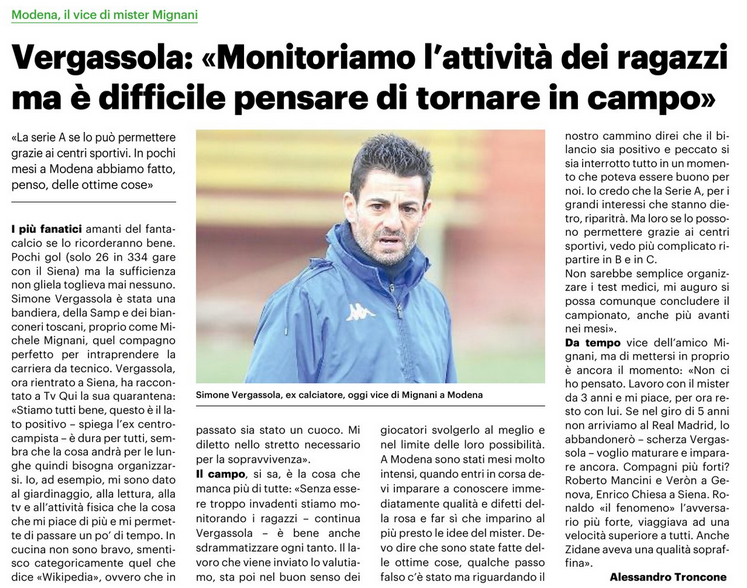 Modena FC - Resto del Carlino - Simone Vergassola: "Monitoriamo l ...